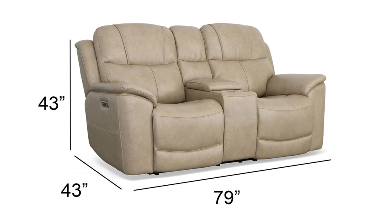 Flexsteel Adobe Leather Power Reclining Loveseat Gallery Furniture Luxurious and Comfortable Loveseat