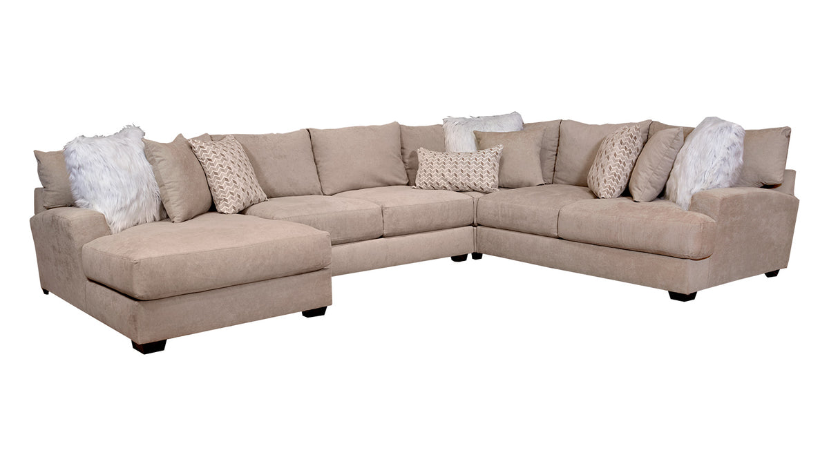 Sensation Cream Left Arm Facing Chaise Sectional | Gallery Furniture ...