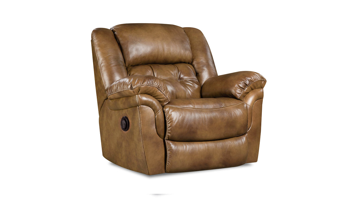 HomeStretch Hopeful Saddle Brown Power Rocking Recliner | Gallery Furniture