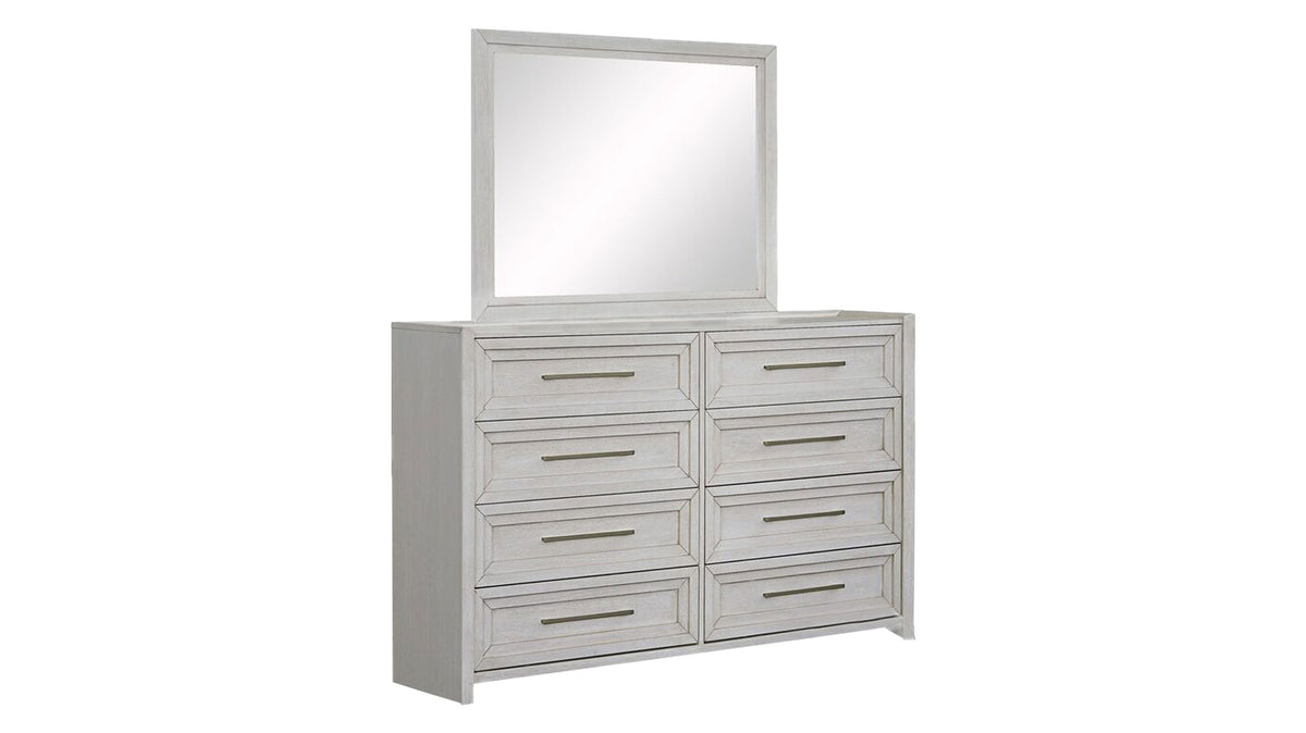 Charter 2pc White Dresser & Mirror – Gallery Furniture
